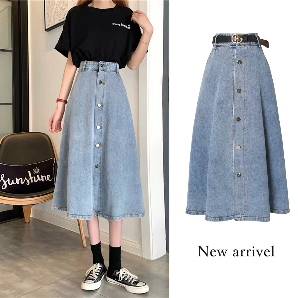 Jual 【wanita_id】rok kancing rok plisket rok korean style rok midi rok ...