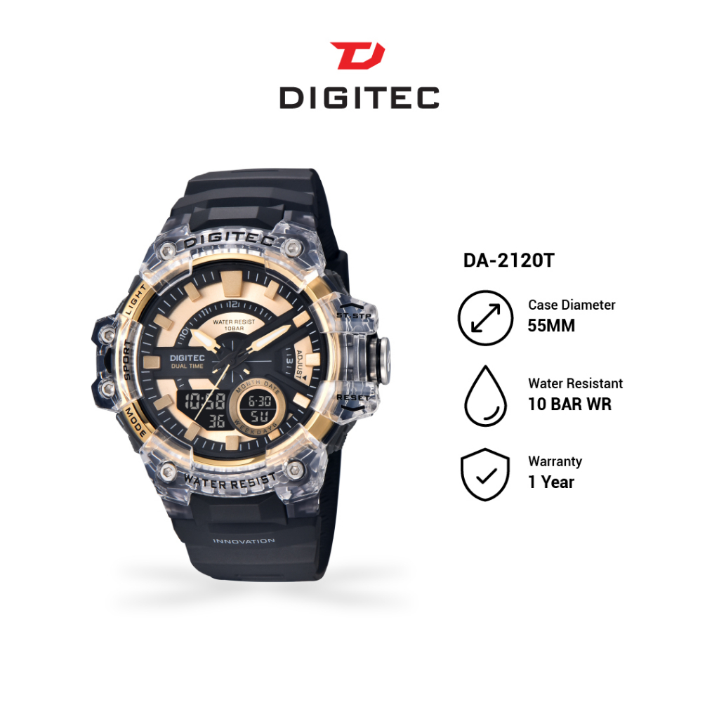 Jual Jam Tangan Pria Dual Time DIGITEC DA-2120T | Shopee Indonesia