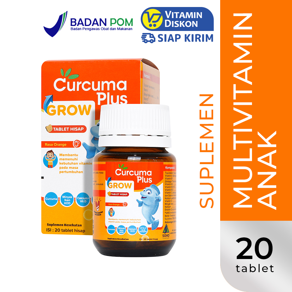Jual CURCUMA PLUS GROW ORANGE TAB 20 TABLET HISAP | Suplemen ...