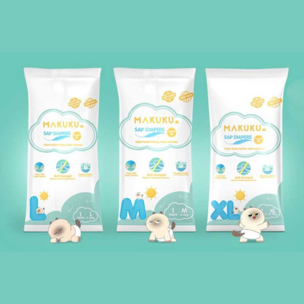 Jual Makuku SAP Comfort Fit Diapers Baby M , L , XL [1 Renceng 6pcs ...