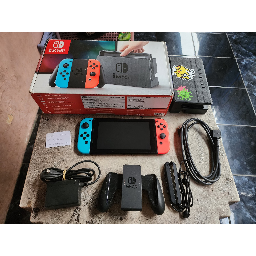 Jual Nintendo Switch v1 Neon Red Blue Fullset 15 | Shopee Indonesia