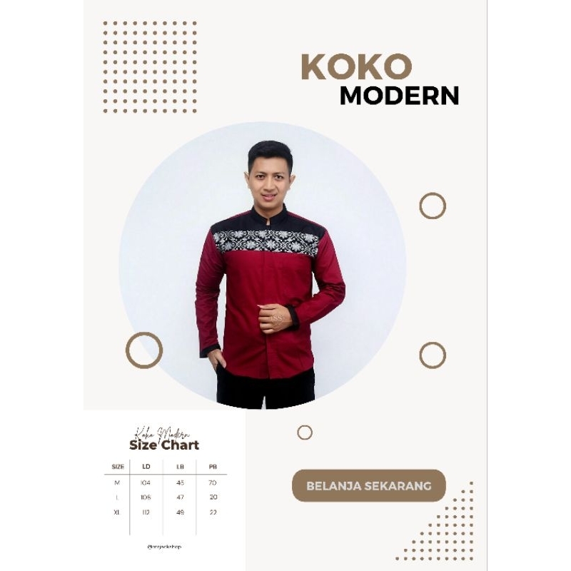 Jual Baju koko pria kombinasi modern | Baju koko muslim modern ...