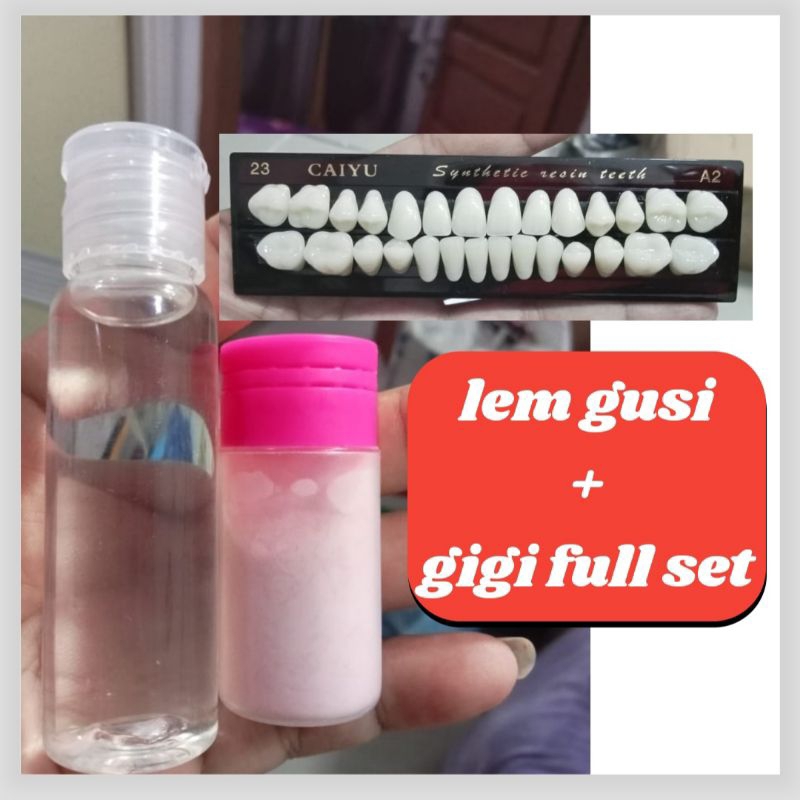 Jual GIGI PALSU + LEM GIGI PERMANEN 30ML | Shopee Indonesia
