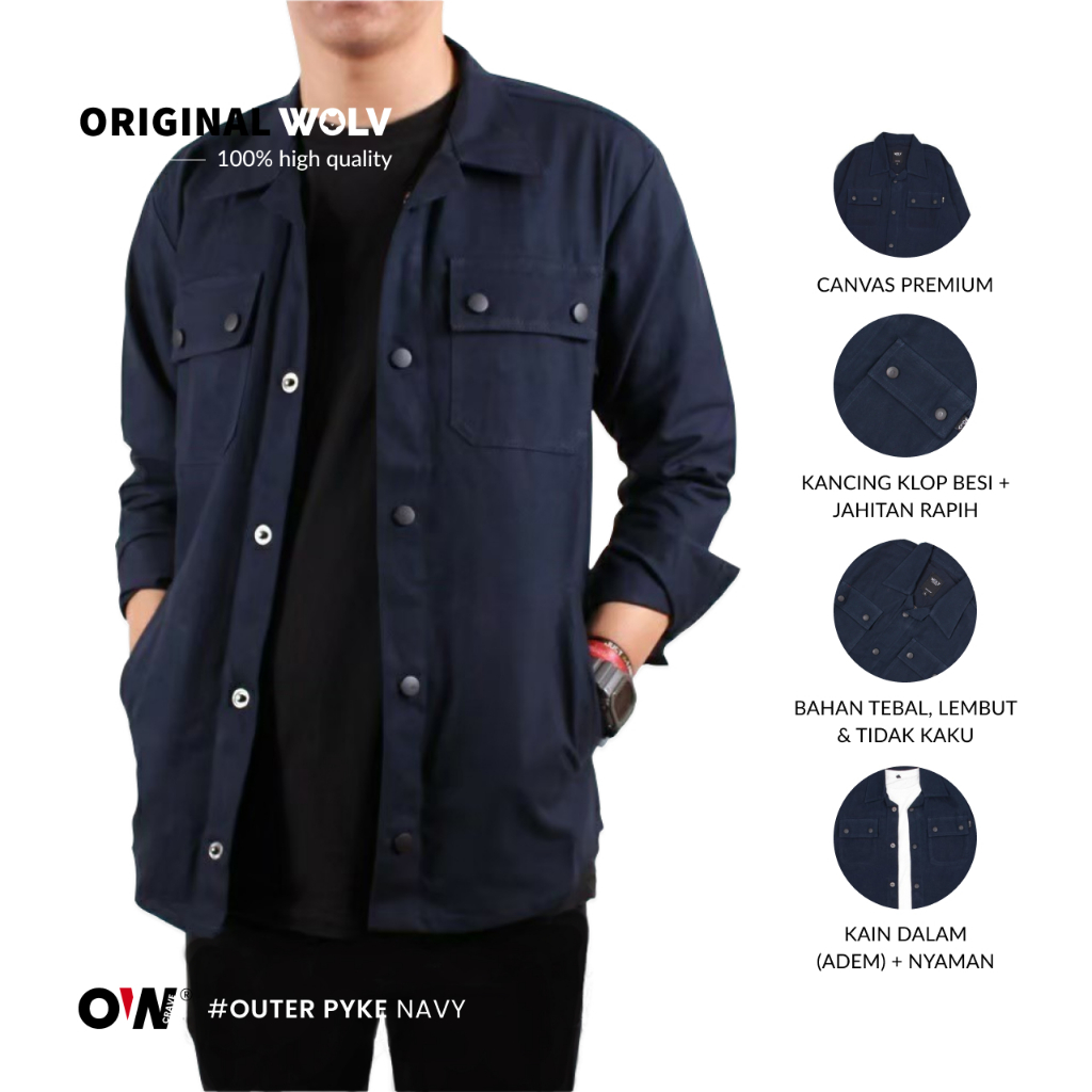 Jual WOLV - Outer Semi Parka Warna Navy Pria Wanita Original Wolv ...