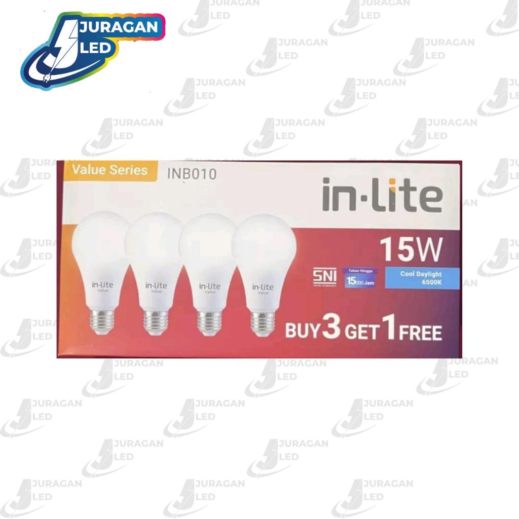 Jual IN-LITE LED BULB INB010 15 WATT PAKET 3 FREE 1 - 4 pcs | Shopee Indonesia