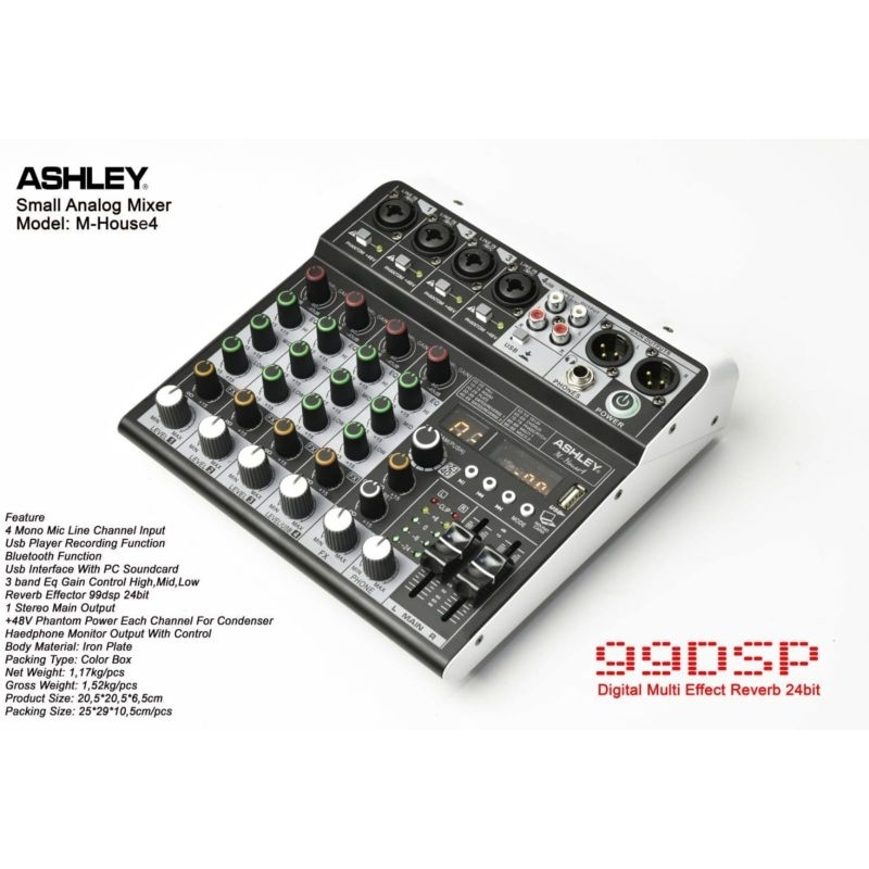 Jual Mixer Ashley M House 4 Original 4 Channel Bluetooth - USB Interface | Shopee Indonesia