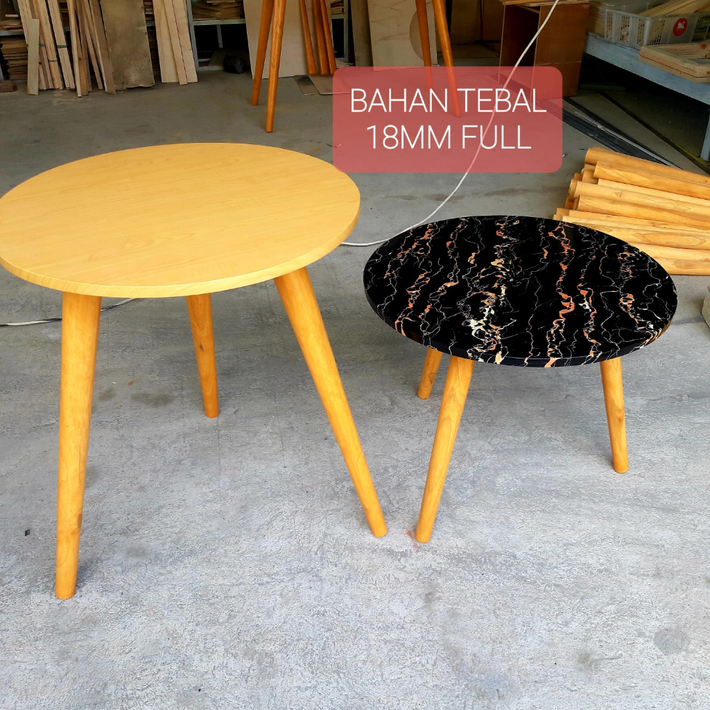 Jual meja bulat aesthetik ruang tamu BESAR diameter 60cm bahan tebal ...