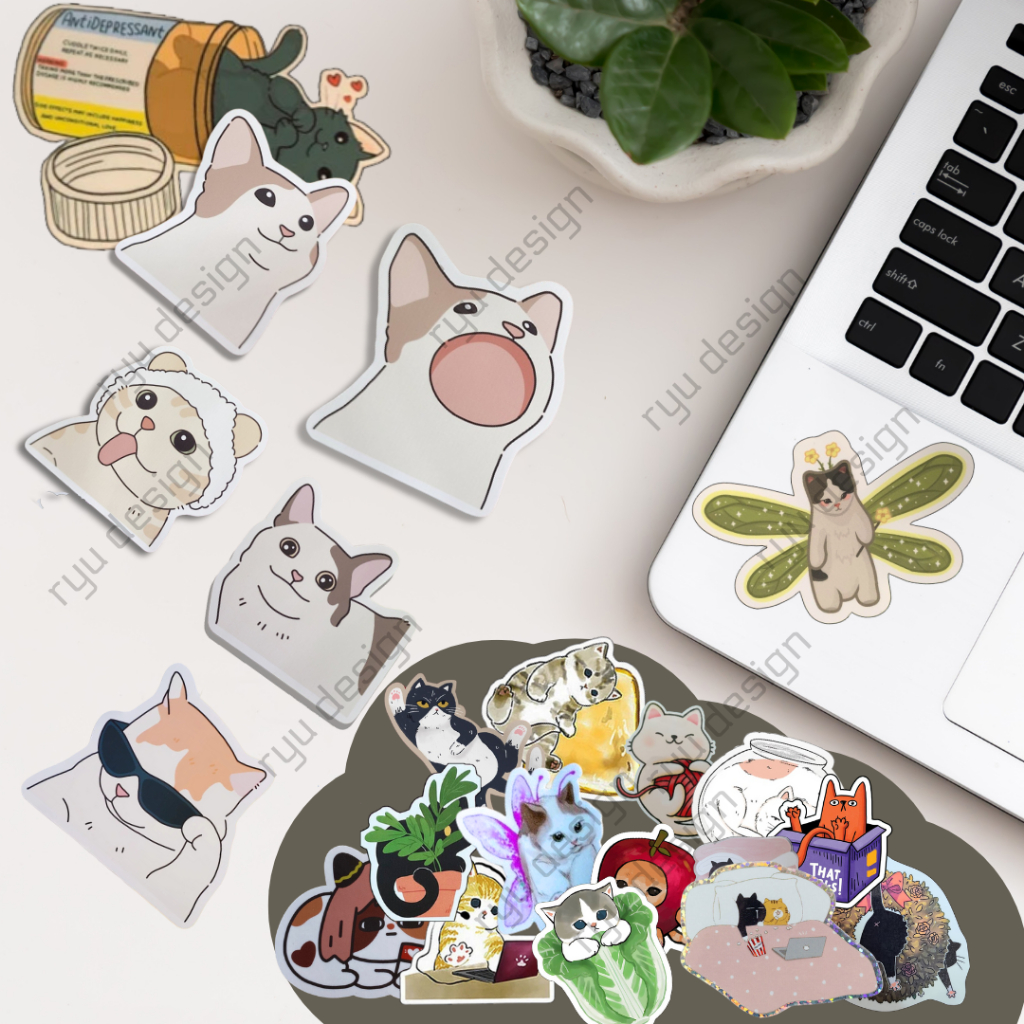 Jual Cat Sticker Stiker Kucing Aesthetic Meme Lucu Besar Vol 2 Anabul ...