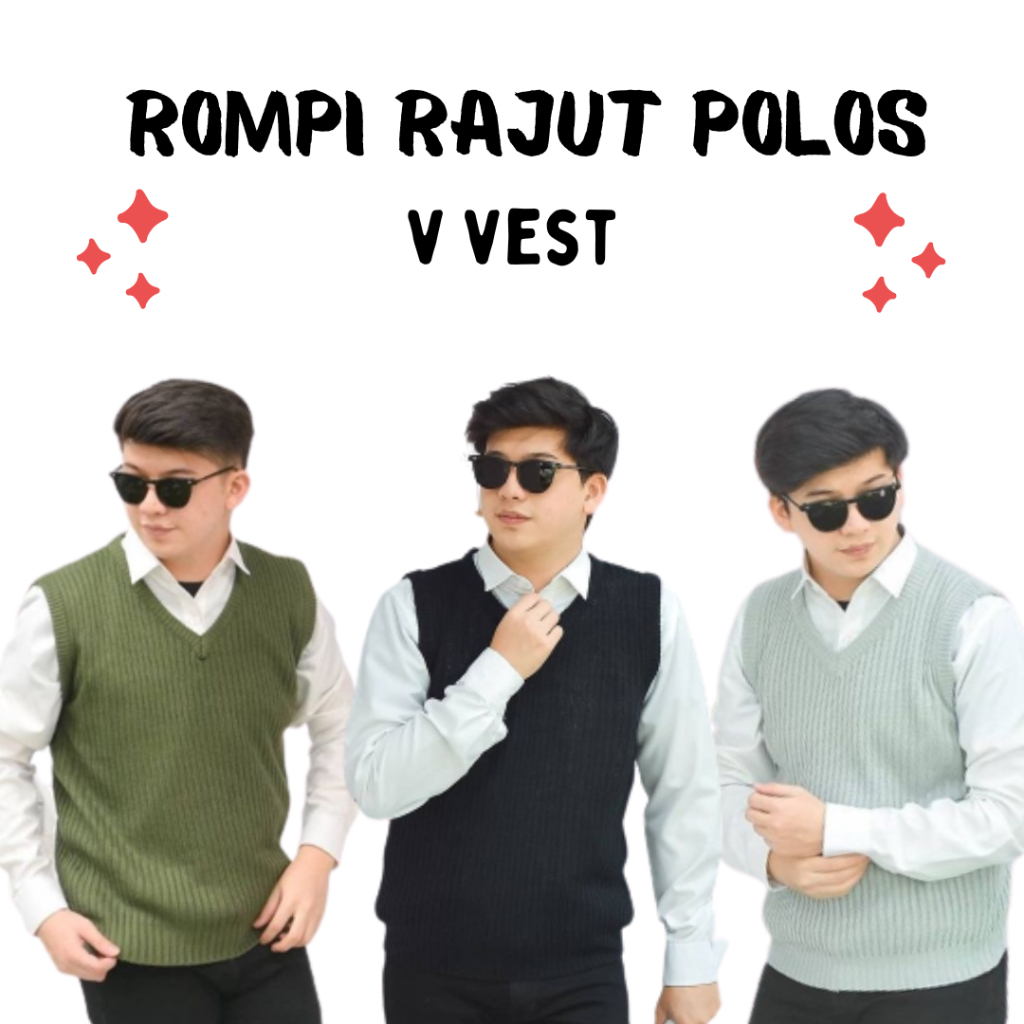 Jual Rompi Rajut Vi Vest Polos Pria Wanita Korean Style | Shopee Indonesia