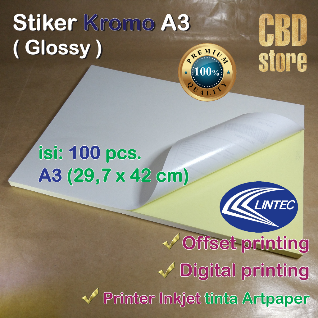 Jual Stiker CHROMO A3 29,7 x 42cm 100 lembar Sticker CHROMO Glossy ...