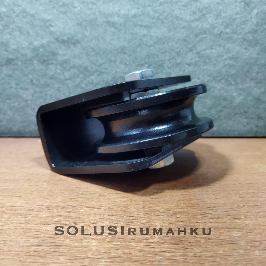 Jual SBR Roda Pagar Besi Hitam 8 cm "U" Rel Besi Beton Behel As Bearing ...