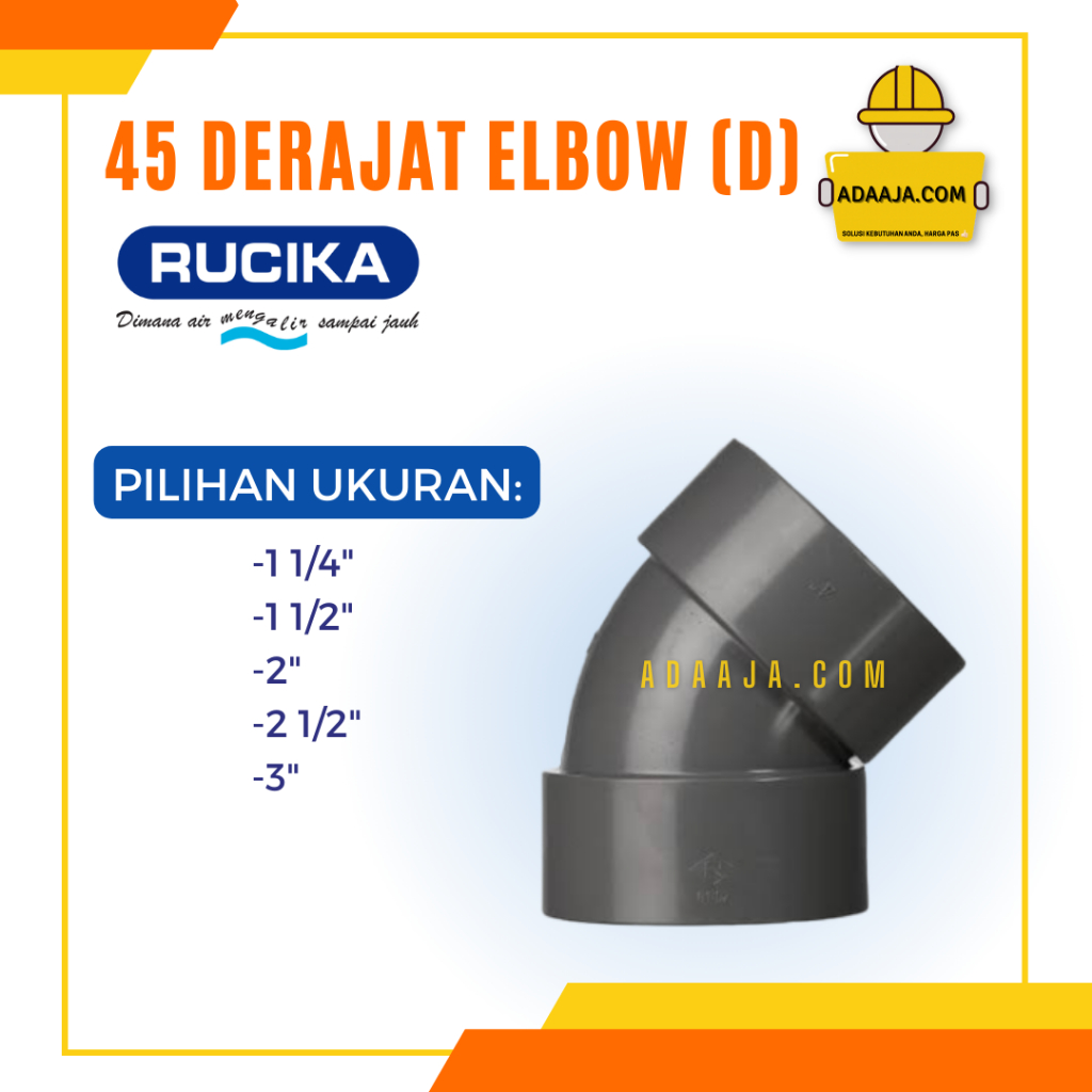 Jual 45 Derajat Elbow Rucika Sambungan D Elbow 1-1/4" 1-1/2" 2" 2-1/2" 3” | Shopee Indonesia