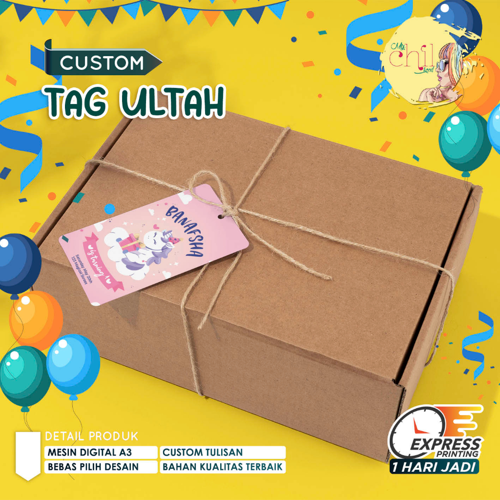 Jual Hang Tag Ulang Tahun Anak Custom 1 Sisi | Tag Label Hampers Ulang ...