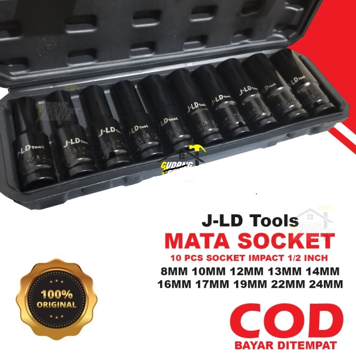Jual JLD Mata socket impact set 10pcs Mata Socket Extention Impact Socket 10 pcs 1/2 Inch Mata ...
