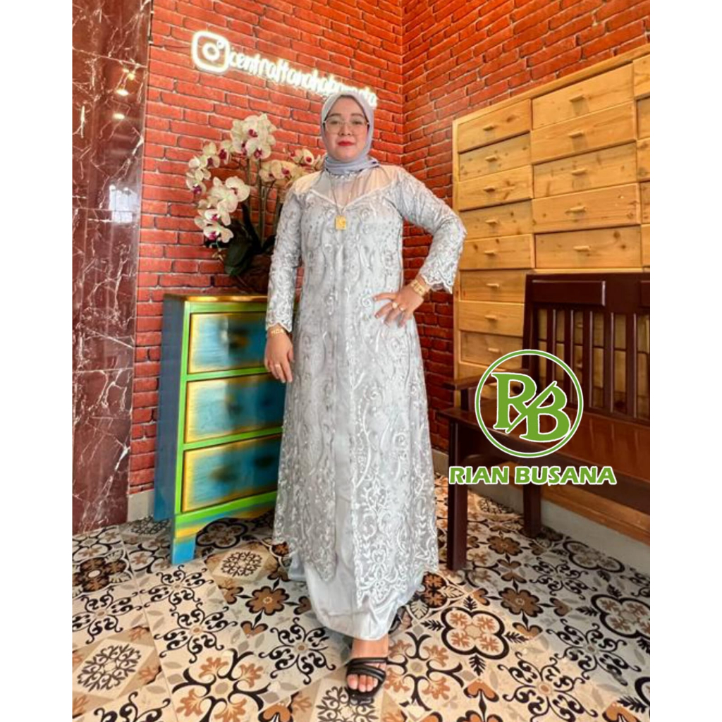 Jual GAMIS KONDANGAN MEWAH SATIN VELVET MIX TILE BROKAT PREMIUM || GAMIS RASYA SANGHAI MAXI ...