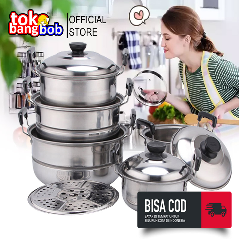 Jual Panci Stainless Steell Steamer Set 5pcs / Alat Masak Dapur Panci ...