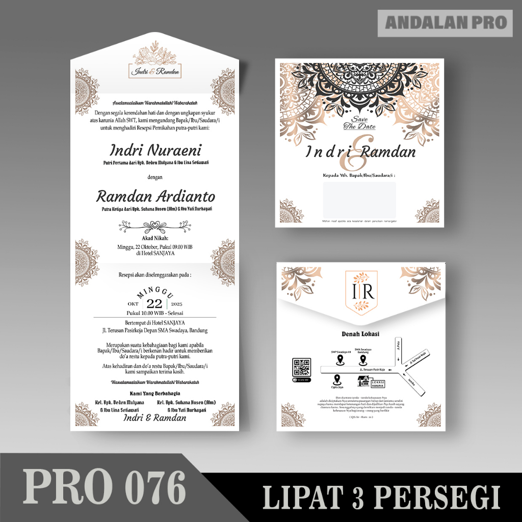Jual Undangan Lipat 3 Persegi, Kertas Jasmine, Tik, dan BC - Cetak ...