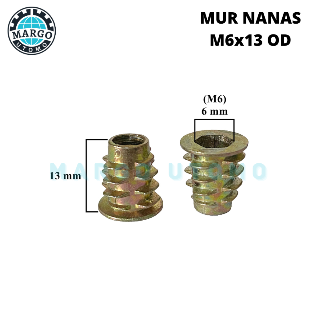 Jual Mur Nanas Mur Tanam M6x13 OD - 10 PCS | Shopee Indonesia
