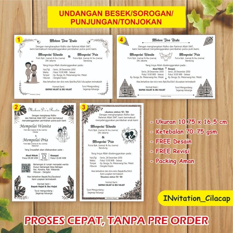 Jual UNDANGAN BESEK SOROGAN PUNJUNGAN TONJOKAN PERNIKAHAN KHITAN ...