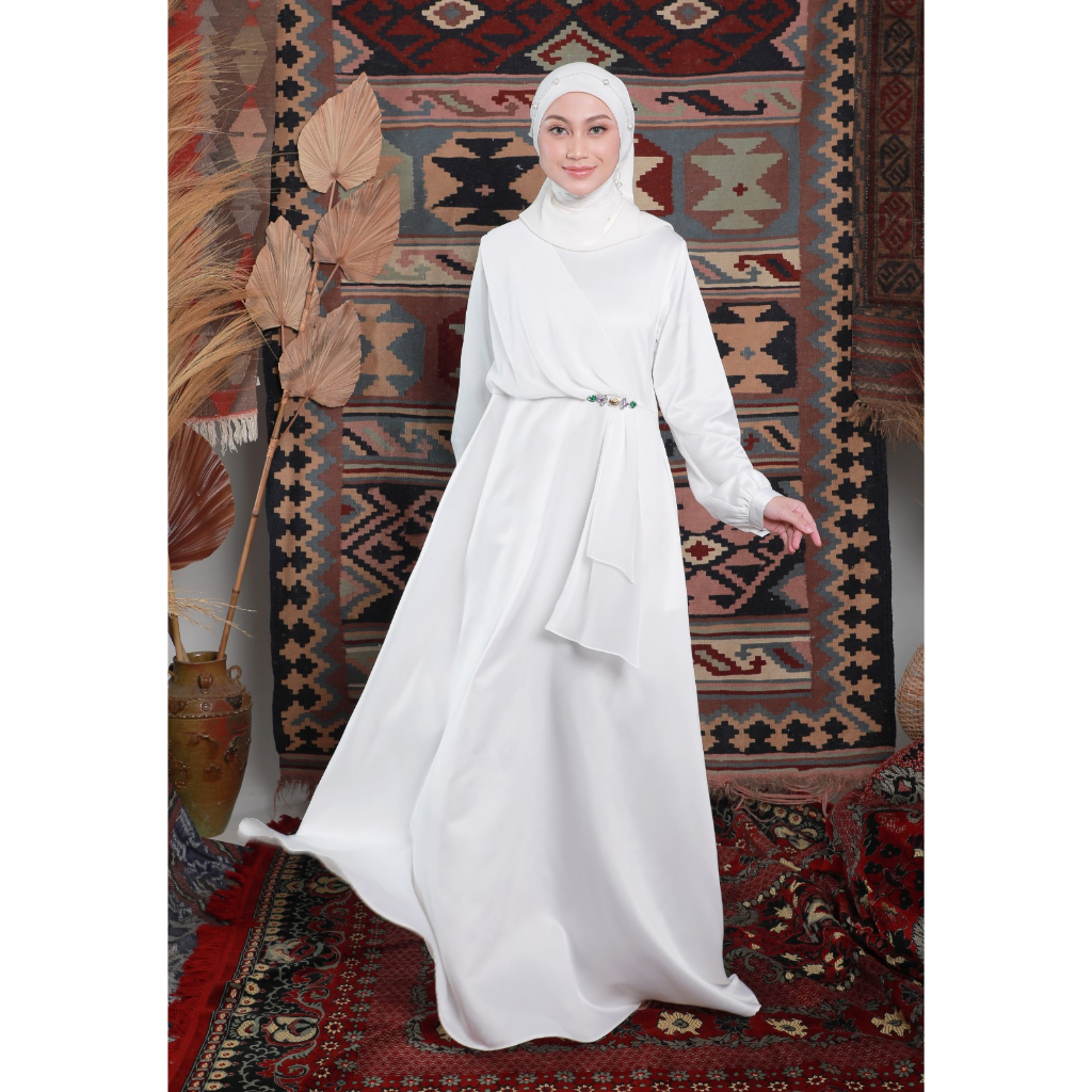 Jual ZOYA Ravavela Dress Putih - Baju Gamis Muslim Polos Wanita Wudhu ...