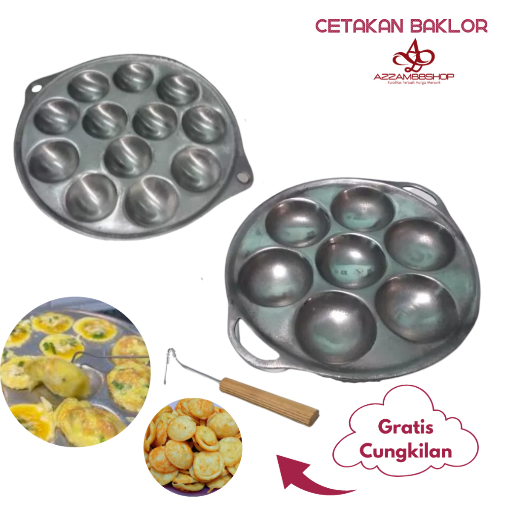 Jual Cetakan Baklor Kue Cubit 12 Lobang Dan 7 Lobang Gratis Pengait ...