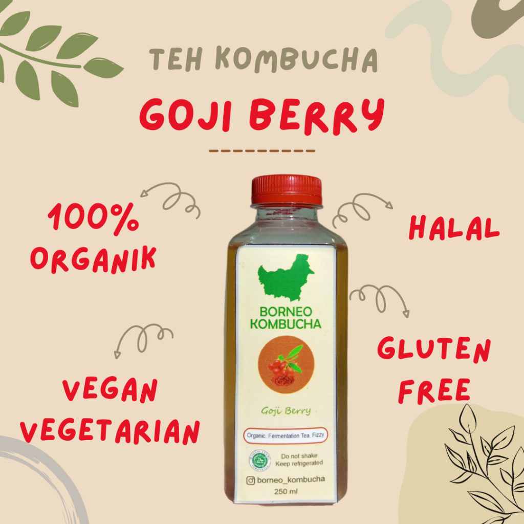 Jual BORNEO KOMBUCHA GOJI BERRY TEH PROBIOTIK ORGANIK HALAL 250mL | Shopee Indonesia