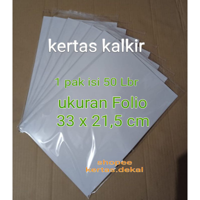 Jual kertas kalkir ukuran folio 1 pak isi 50 lembar, 80 gram, tracing ...