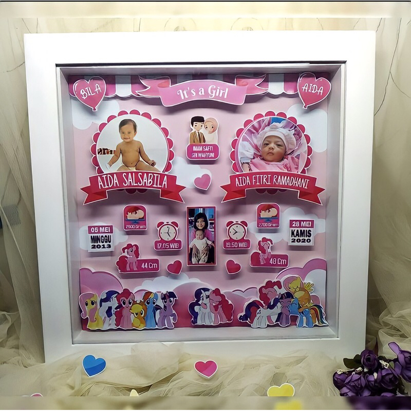 Jual Biodata Anak Pop up 3D ukuran 20x20 Pigura Biodata Anak Custom ...