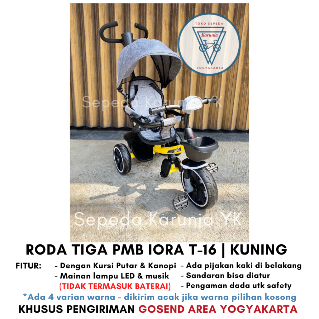 Jual Sepeda Anak Roda Tiga PMB Iora T-16 | Dengan Kanopi + Kursi Putar ...