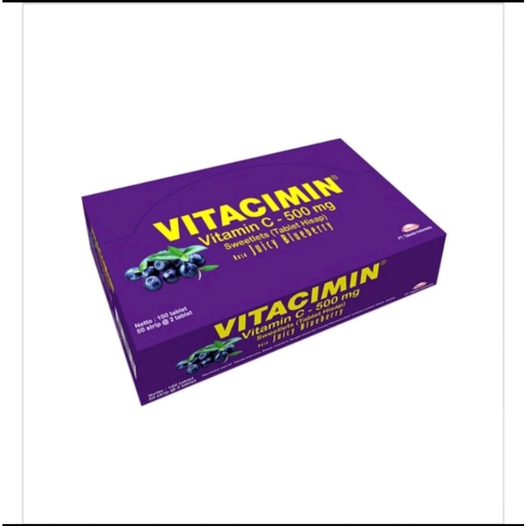 Jual Vitacimin Juicy Blueberry 1 Box 100 Tablet Vitamin C 500mg Rasa ...