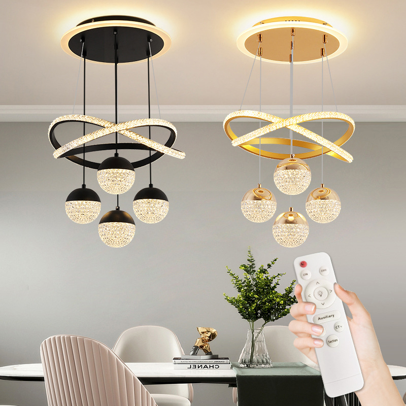 Jual lampu gantung ruang tamu minimalis lampu kristal ruang makan 3 warna chandelier dekorasi ...