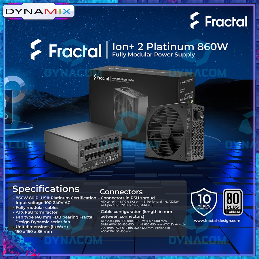 Jual Fractal Design PSU Ion+ 2 860W 80+ Platinum Fully Modular Power Supply GARANSI RESMI ...