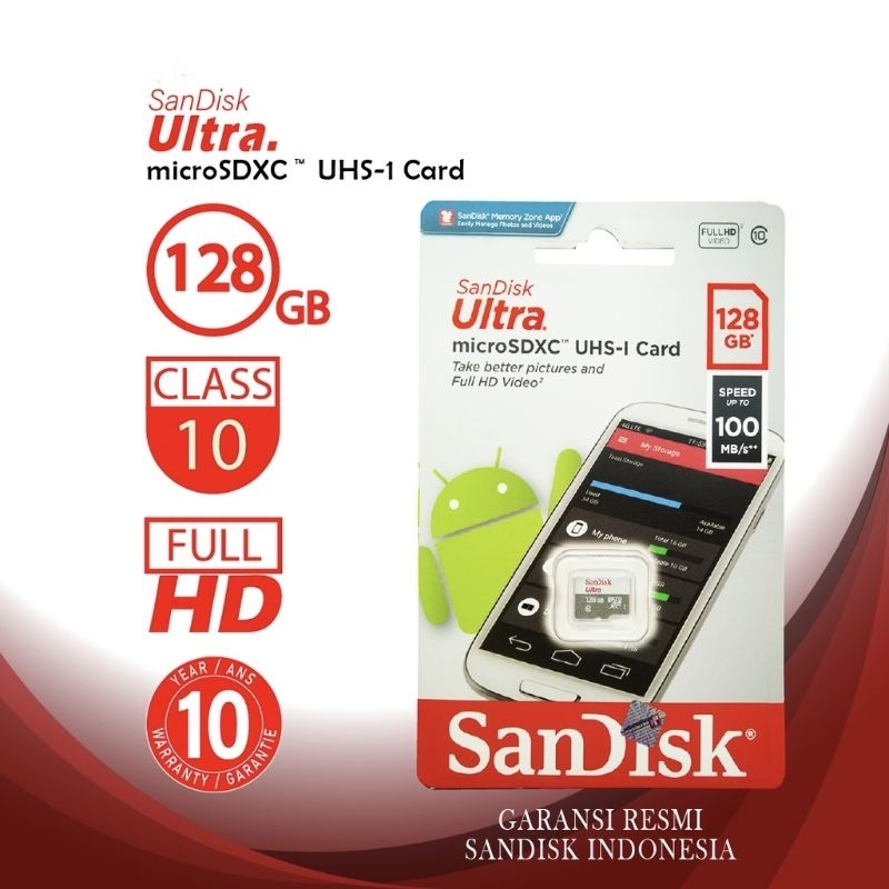 Jual Memory Card Sandisk Ultra 128GB Class 10 Kartu SD Memori Sandisk ...