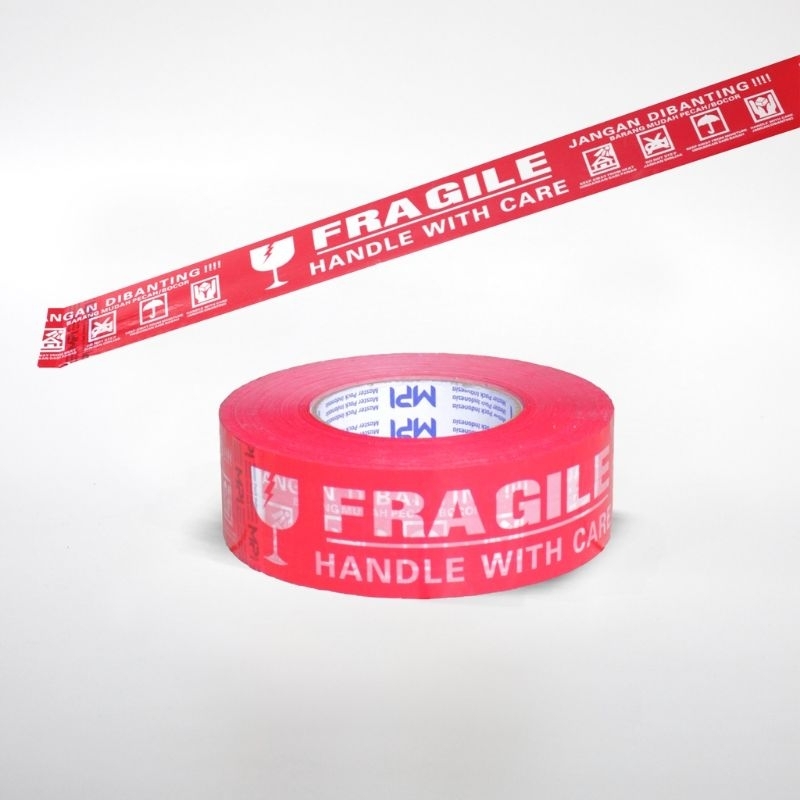 Jual Lakban Fragile Merah Handle With Care 300 yard x 48mm Isolasi ...
