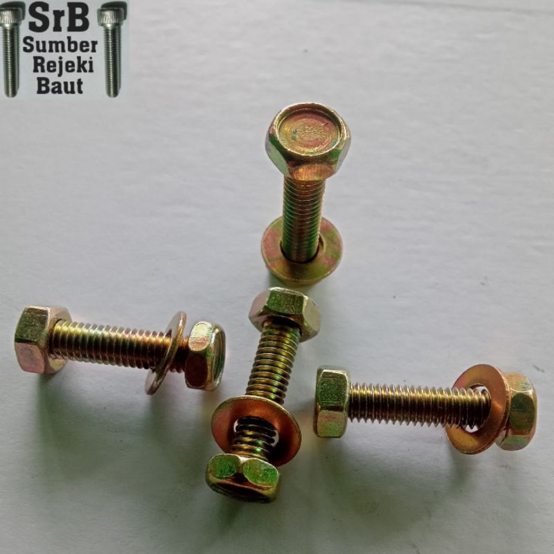 Jual Baut Mur Kuning m10×30 + Ring Harga Satuan | Shopee Indonesia
