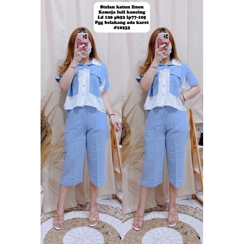 Jual viral setelan linen kombinasi premium10233 | Shopee Indonesia