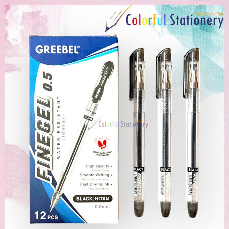 Jual Pulpen / Ballpoint / Pen Gell Greebel Fine Gel (12 Pcs) | Shopee Indonesia