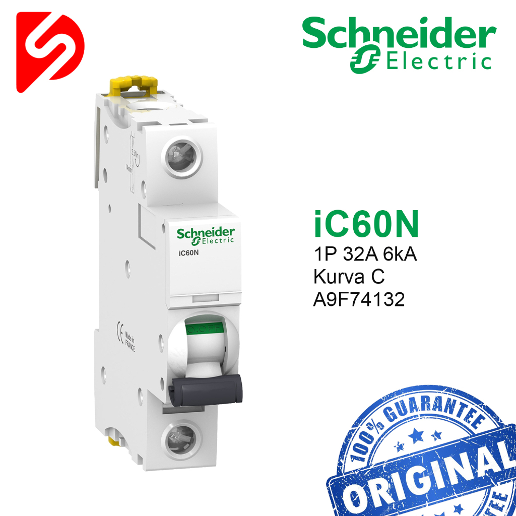 Jual MCB iC60N 1P 32A 6kA A9F74132 Kurva C Saklar On Off Schneider | Shopee Indonesia