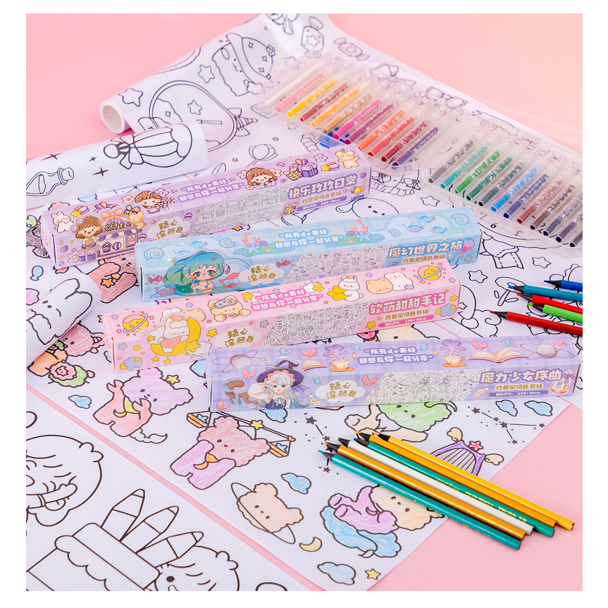 Jual Kertas mewarnai jumbo stiker roll mewarnai anak kartun animal cute ...