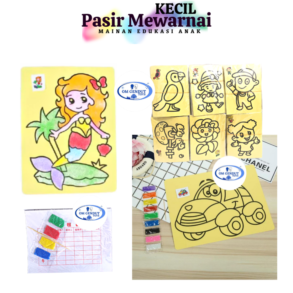 Jual OG Mainan Edukasi Sticker Pasir - Mewarnai Dengan Pasir Kertas ...