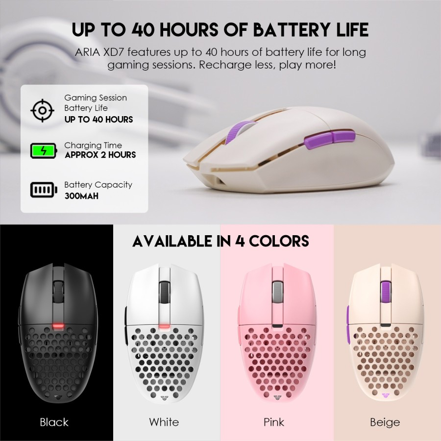 Jual Mouse Gaming WIRELESS & BLUETOOTH Fantech XD7 ARIA (BEIGE/PINK ...