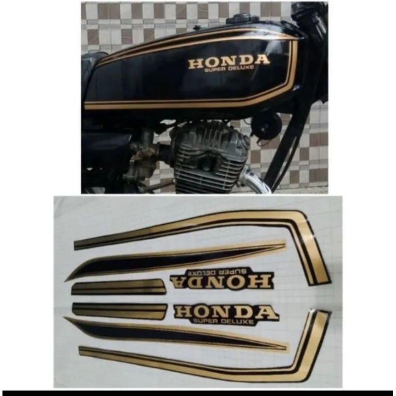 Jual striping sticker standar Honda Cb 100 hitam gold | Shopee Indonesia