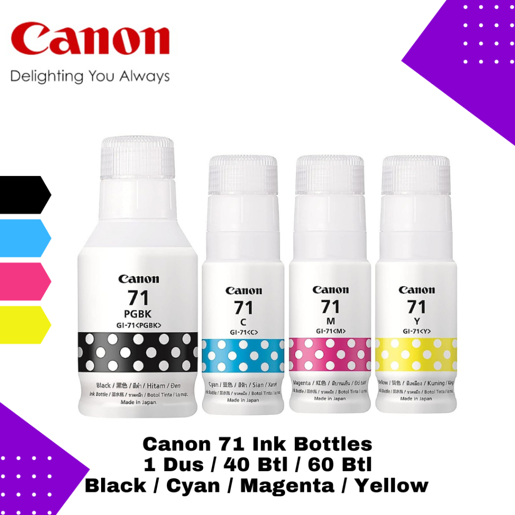 Jual Tinta Printer Canon GI-71 CMYBK Loosepack 100% Original G1020 ...