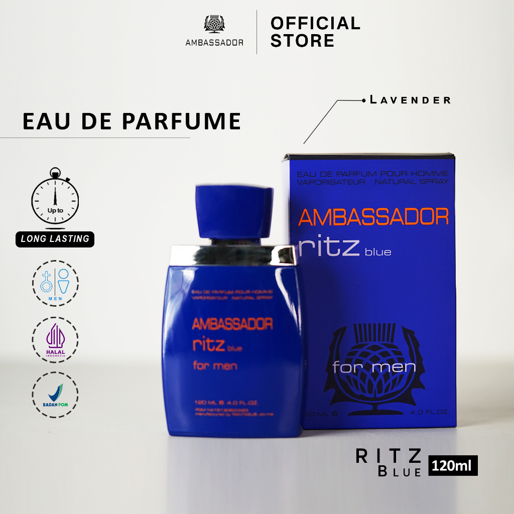Jual Ambassador Eau De Parfume Ritz Blue 120ml Parfum Pria / Minyak ...