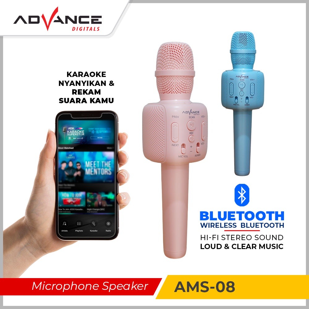 Jual Advance Wireless Microphone Speaker AMS-08 Mic Bluetooth Karaoke | Shopee Indonesia