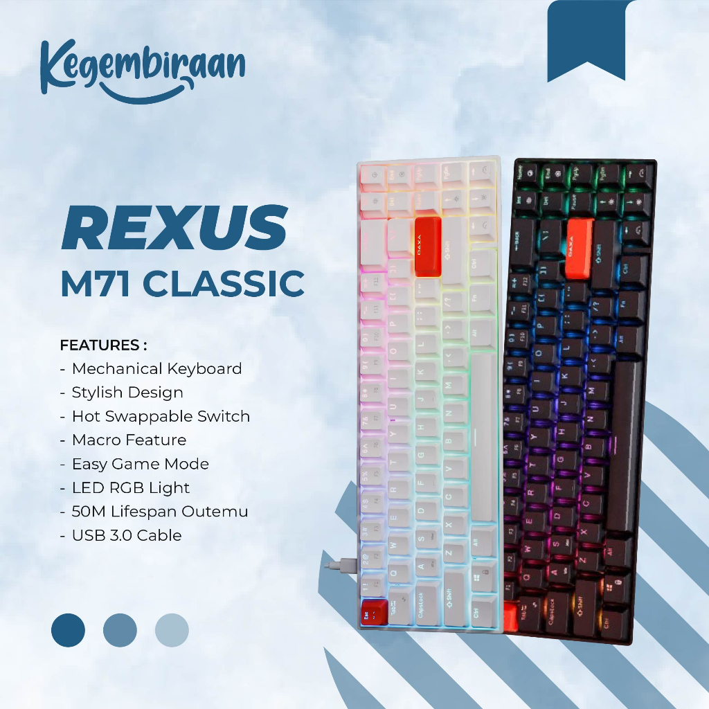 Jual Rexus Daxa M71 Classic / Klasik Mechanical Keyboard Gaming ...