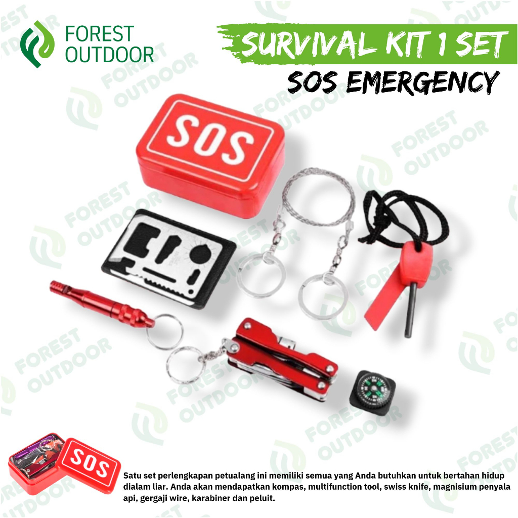 Jual Survival Kit 1 set SOS Emergency - emergency kit - self defense kit - survival kit - alat ...