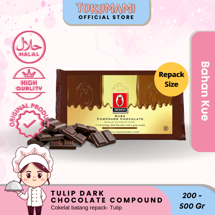 Jual Tokumami - Tulip Dark Chocolate Compound/ Cokelat Batang Repack ...