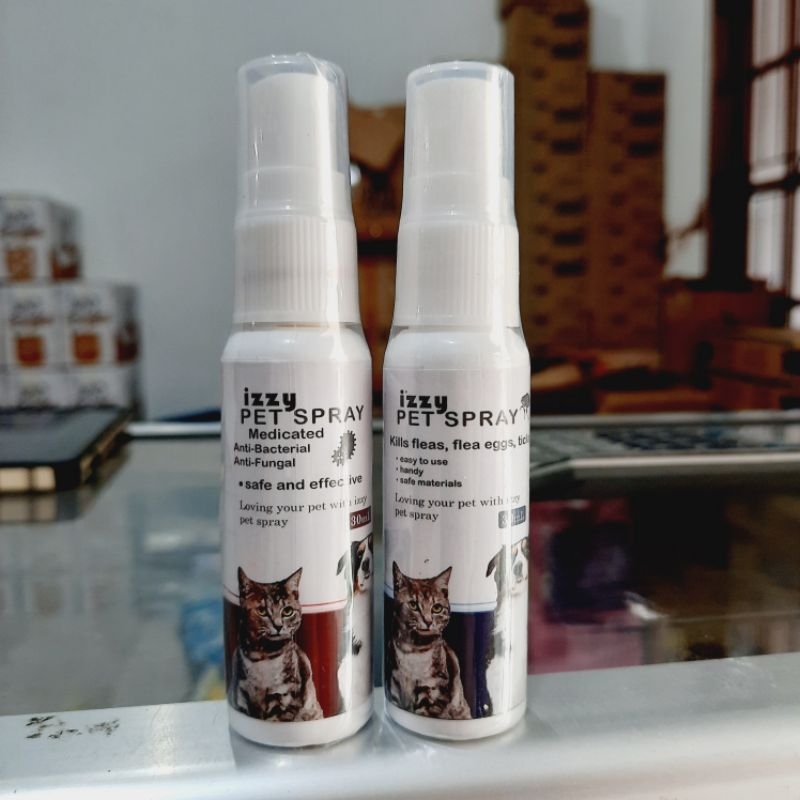 Jual izzy pet spray 30ml medicated bakterial & fungal / flea and tick ...