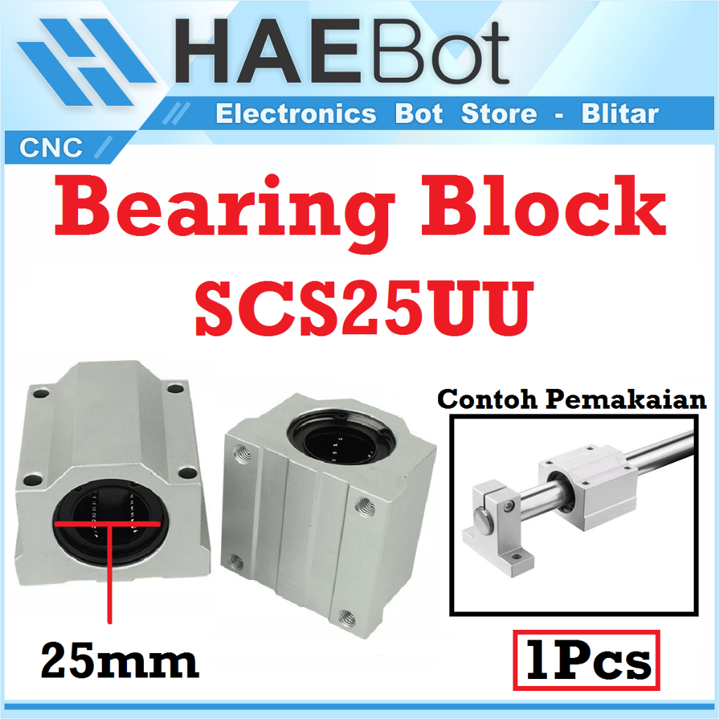 Jual [HAEBOT] SCS25UU SCS25 Linear Ball Bearing Block Bushing 25mm CNC ...